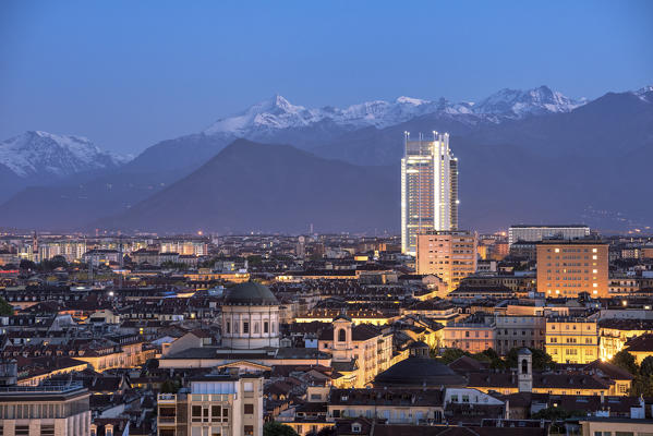 Dusk at Turin from Monte dei Cappuccini Turin Piemonte Italy Europe